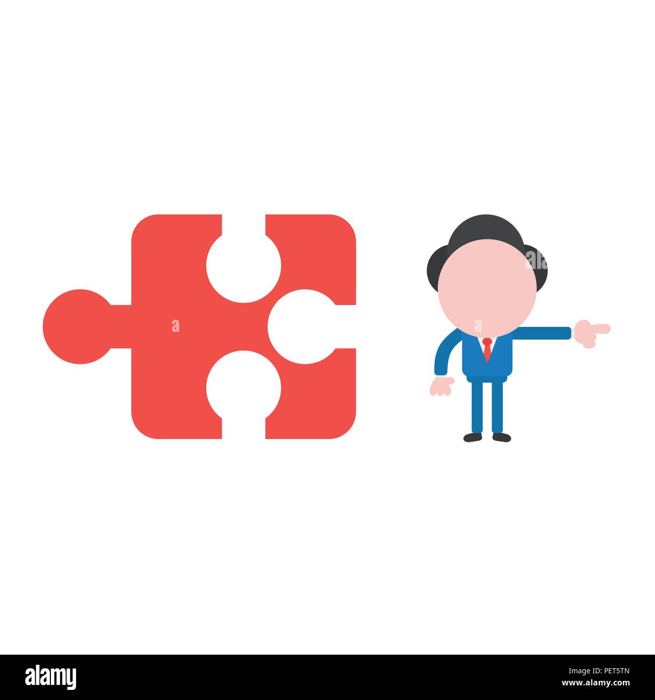Vector illustration businessman character with missing puzzle piece and ...