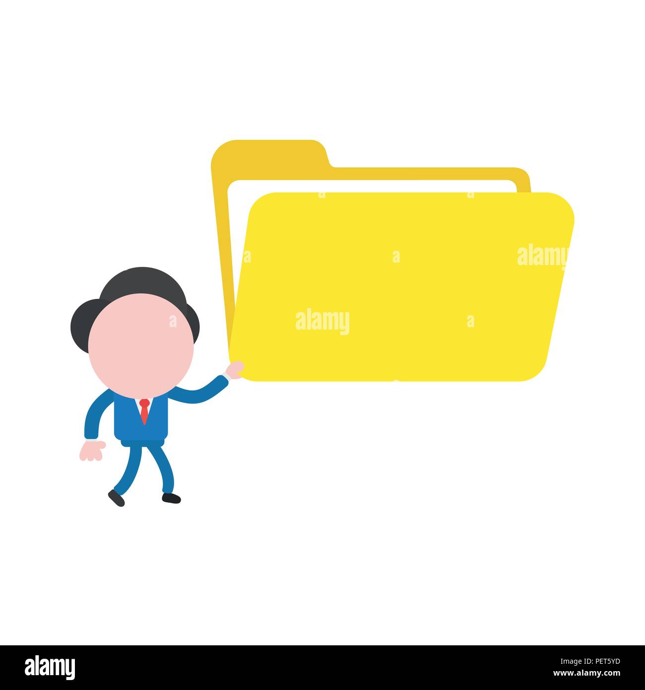 Vector illustration businessman character walking and holding open file ...