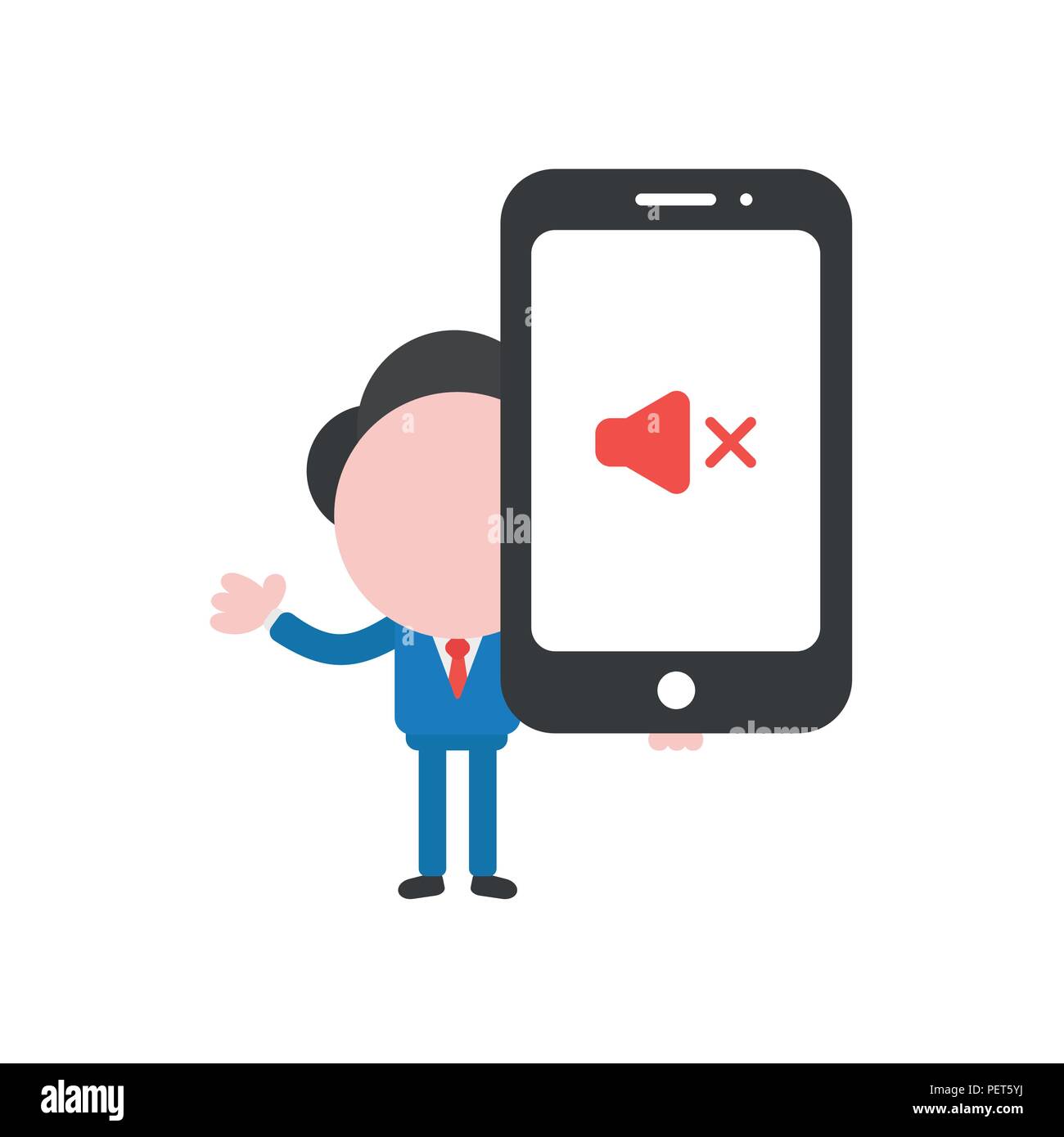 Vector illustration businessman character holding smartphone with sound ...