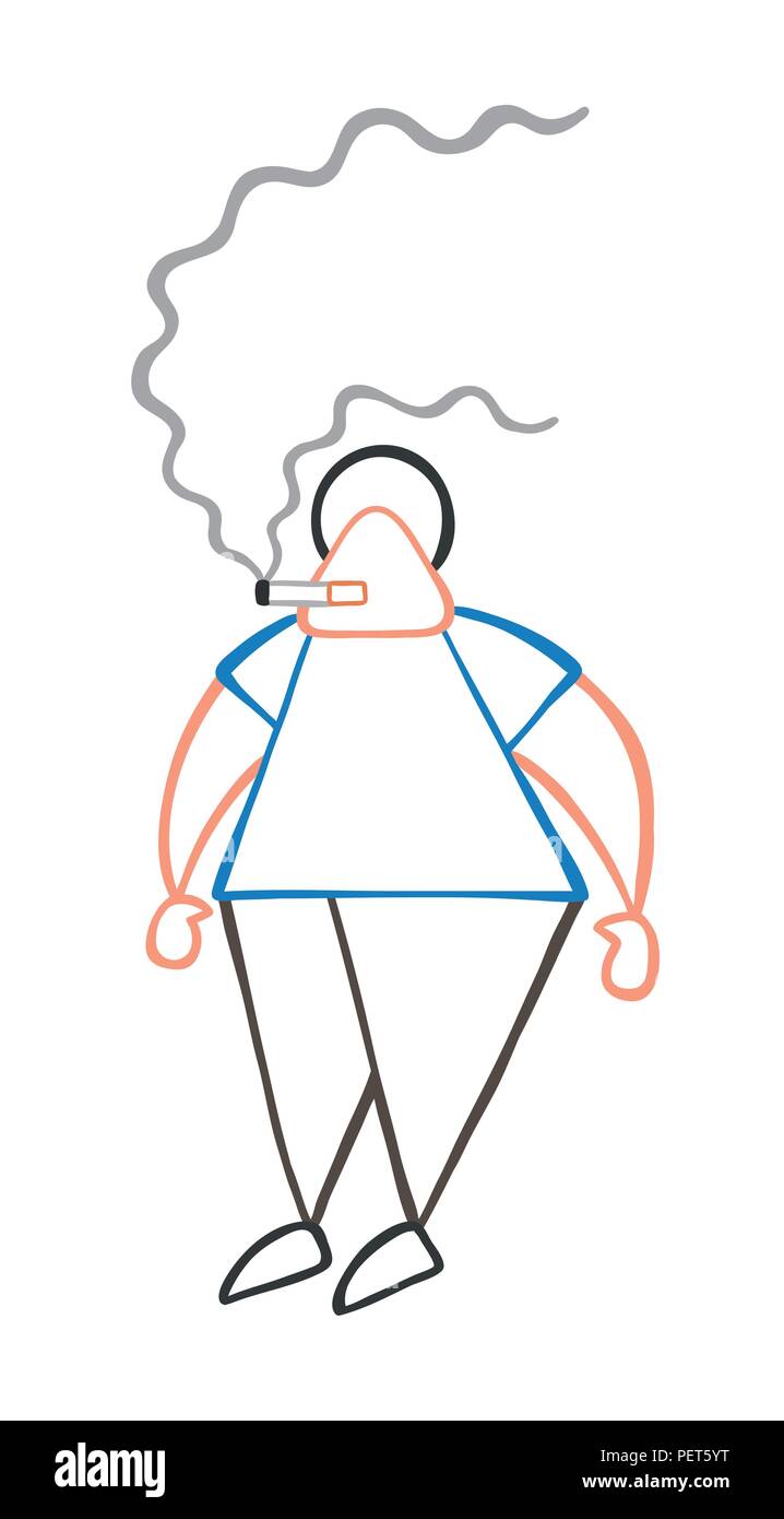 Vector illustration cartoon man character standing and smoking ...