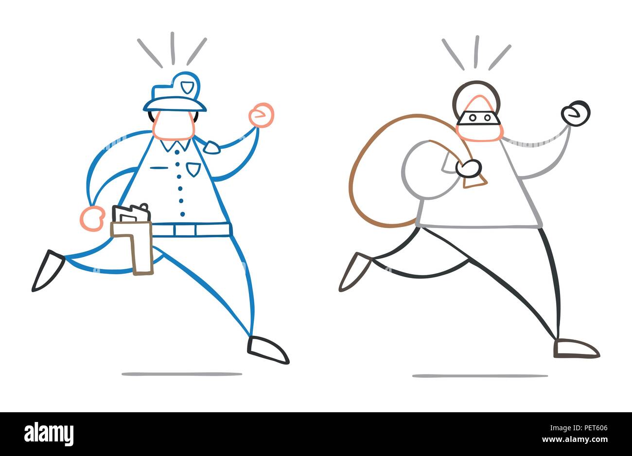 Vector illustration cartoon thief man with face masked running away ...