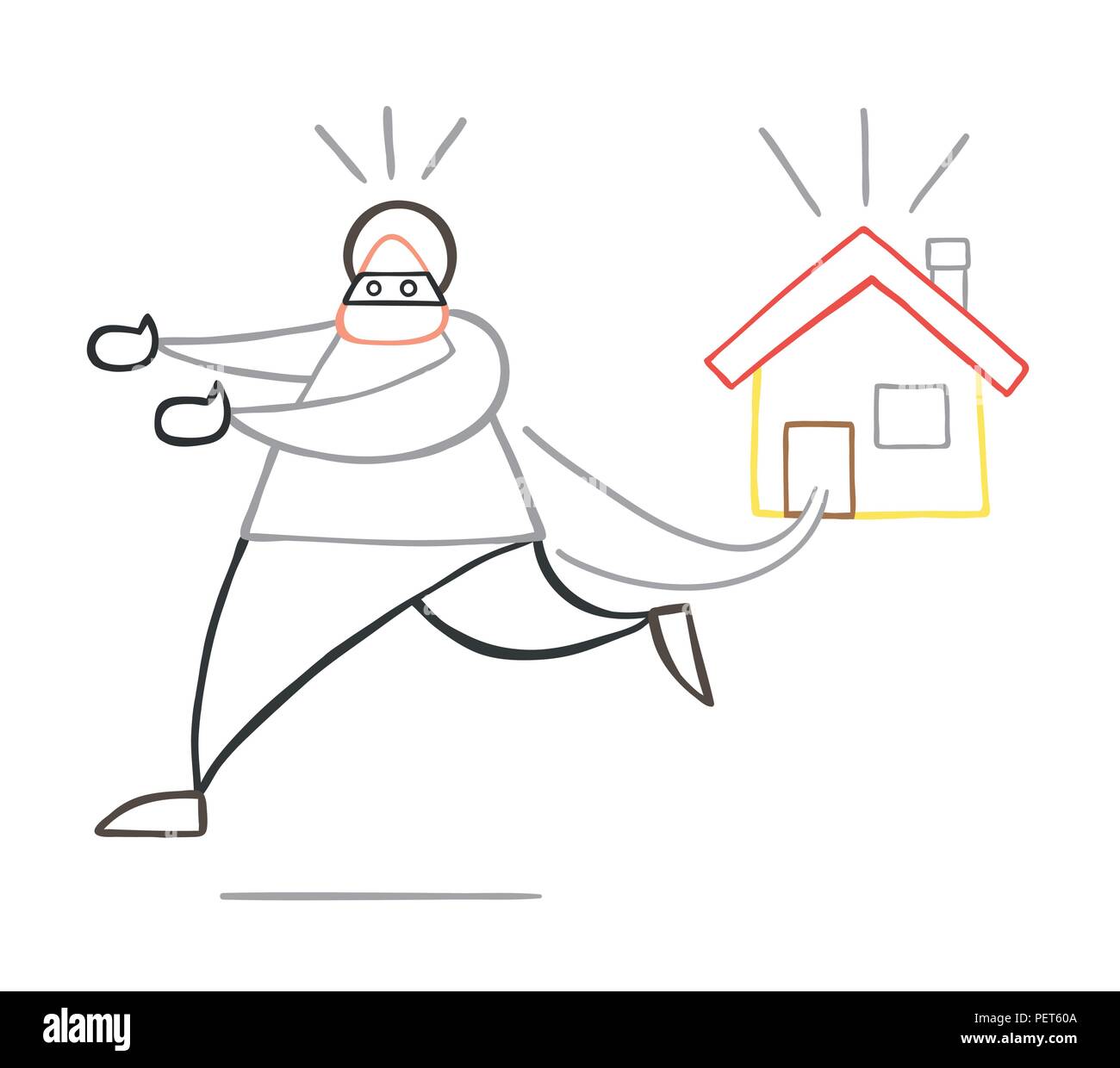 Vector illustration cartoon thief man with face masked running away ...