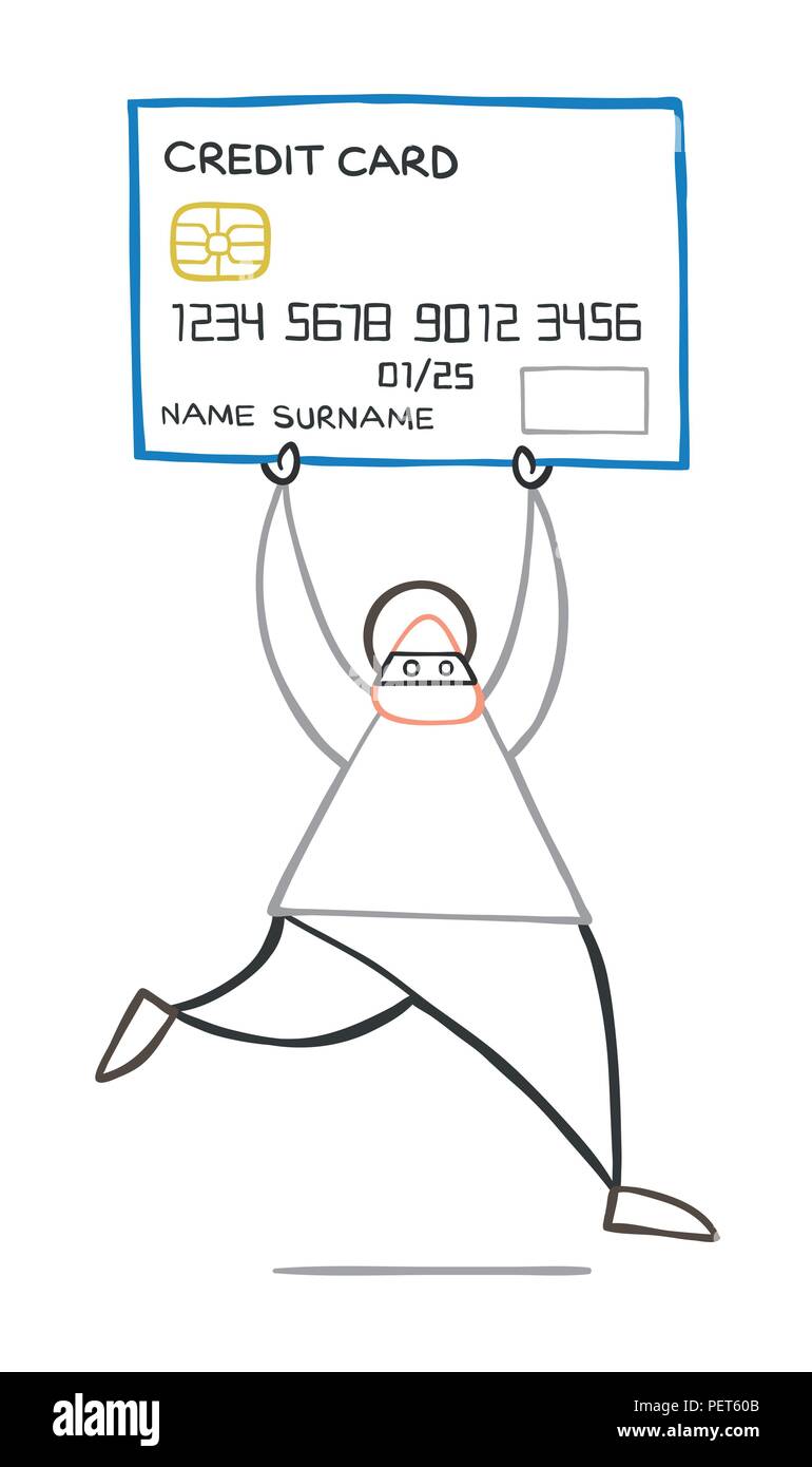 Vector illustration cartoon thief hacker man with face masked running ...