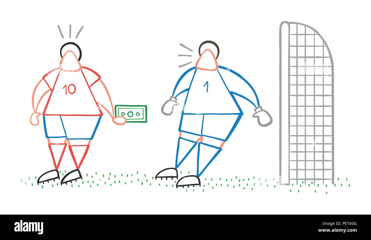 Vector illustration cartoon soccer player man offering bribe to ...