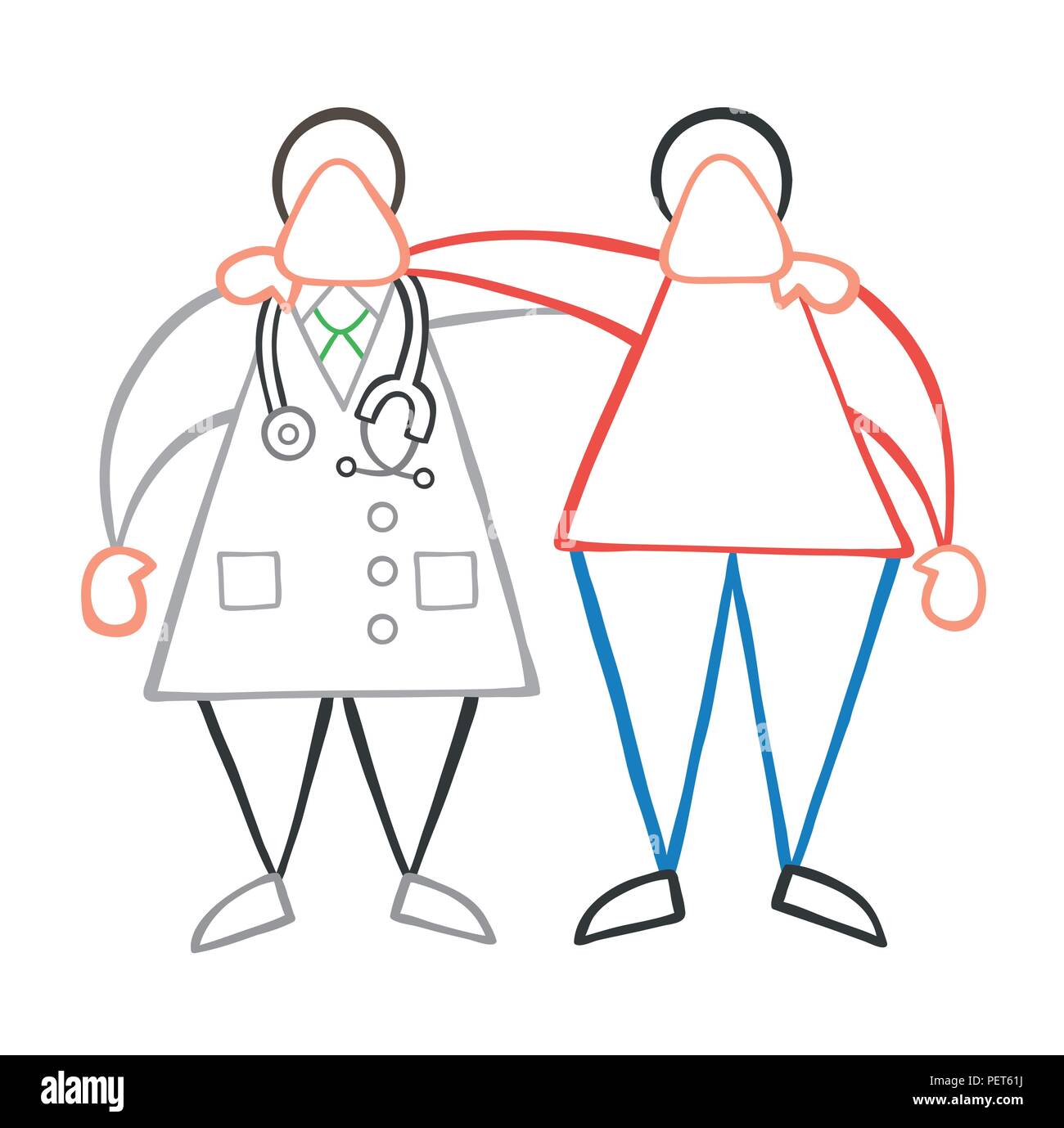 Vector illustration cartoon doctor man and patient friendly and hugging ...
