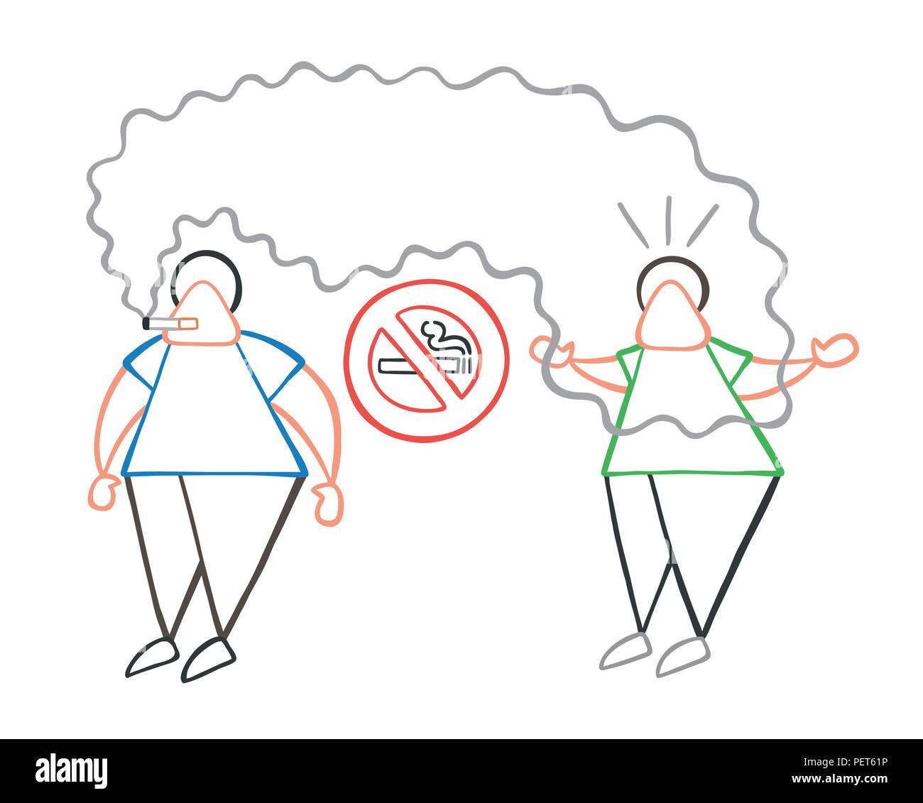 Vector illustration cartoon man character smoking cigarette where ...