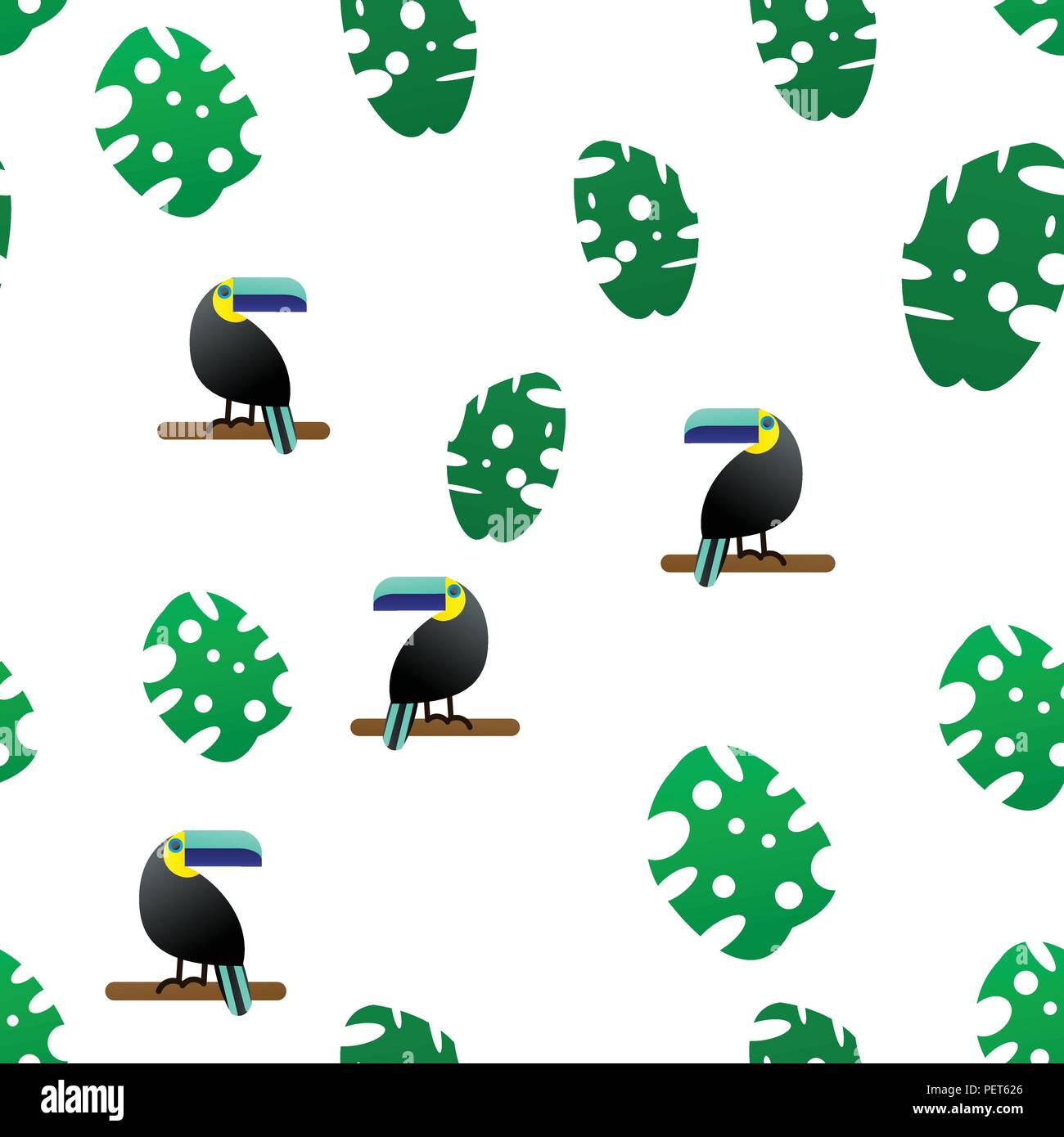 Vector illustration. Seamless pattern. Toucan and tropical monster ...