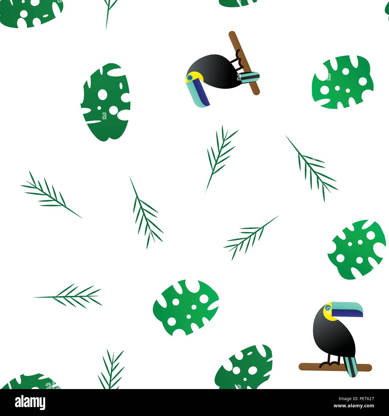 Vector illustration. Seamless pattern. Toucan and tropical monster ...