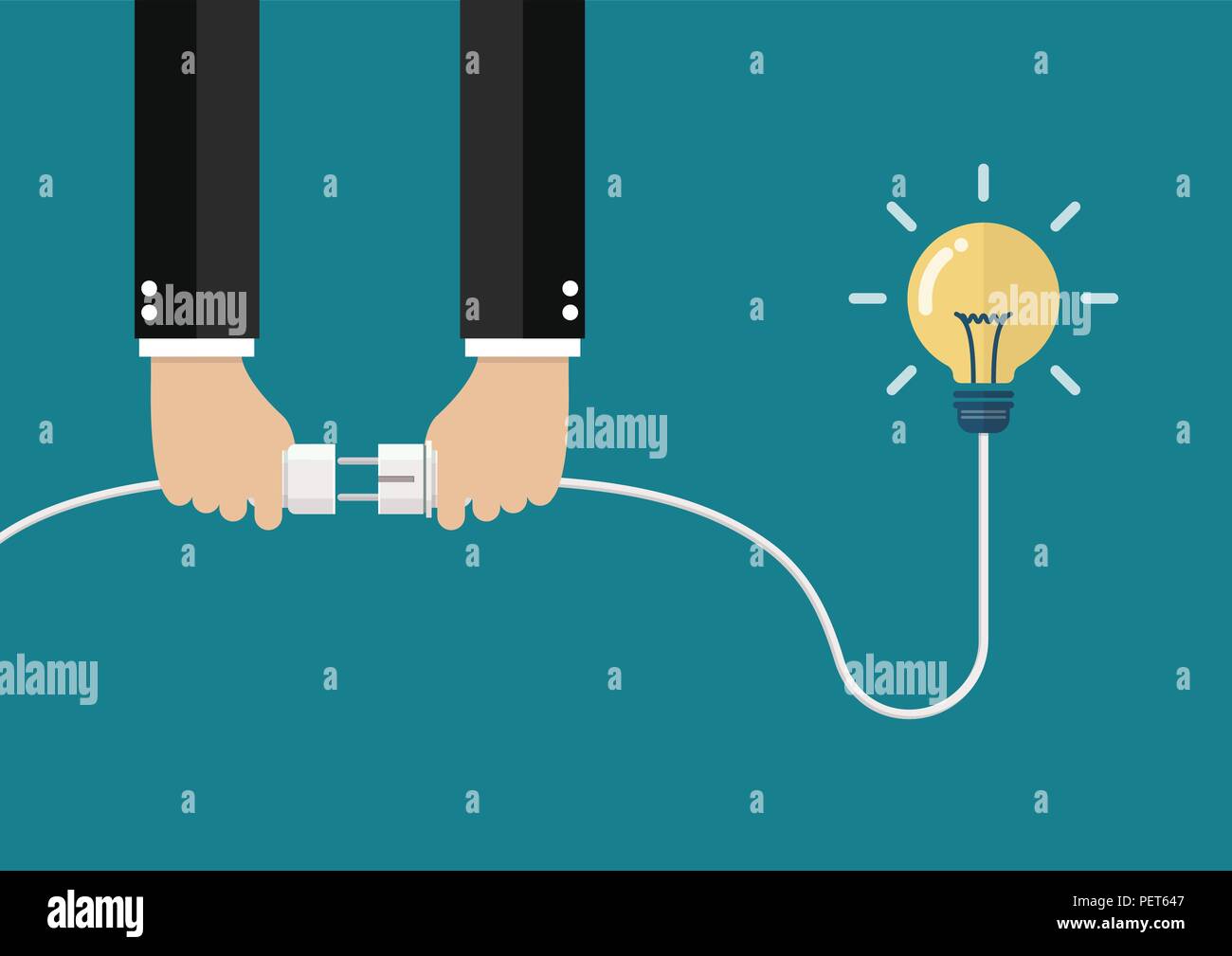 Man holding in hand plug and socket to connect an idea. Vector ...