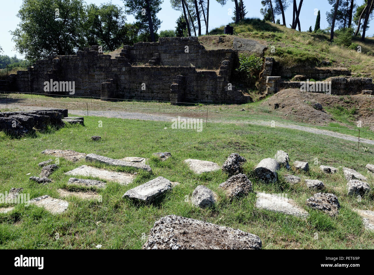View of the ancient Greek theatre of Megalopolis, Arcadia, central ...