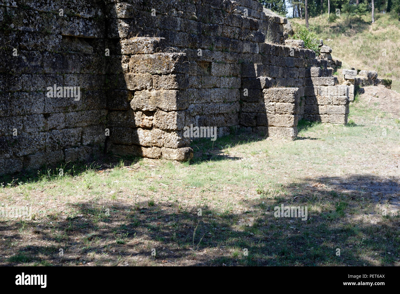 The side retaining wall of the ancient Greek theatre of Megalopolis ...