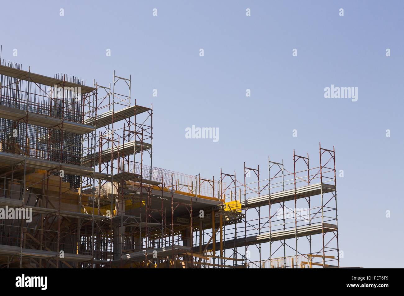 Formwork, concrete and steel reinforcements of a building in a ...