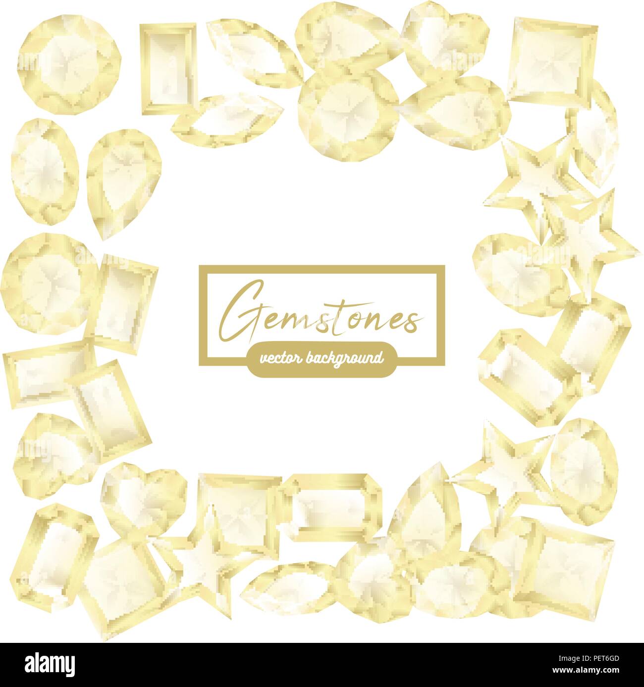 Sparkling white gemstones different shaped square frame, border with ...