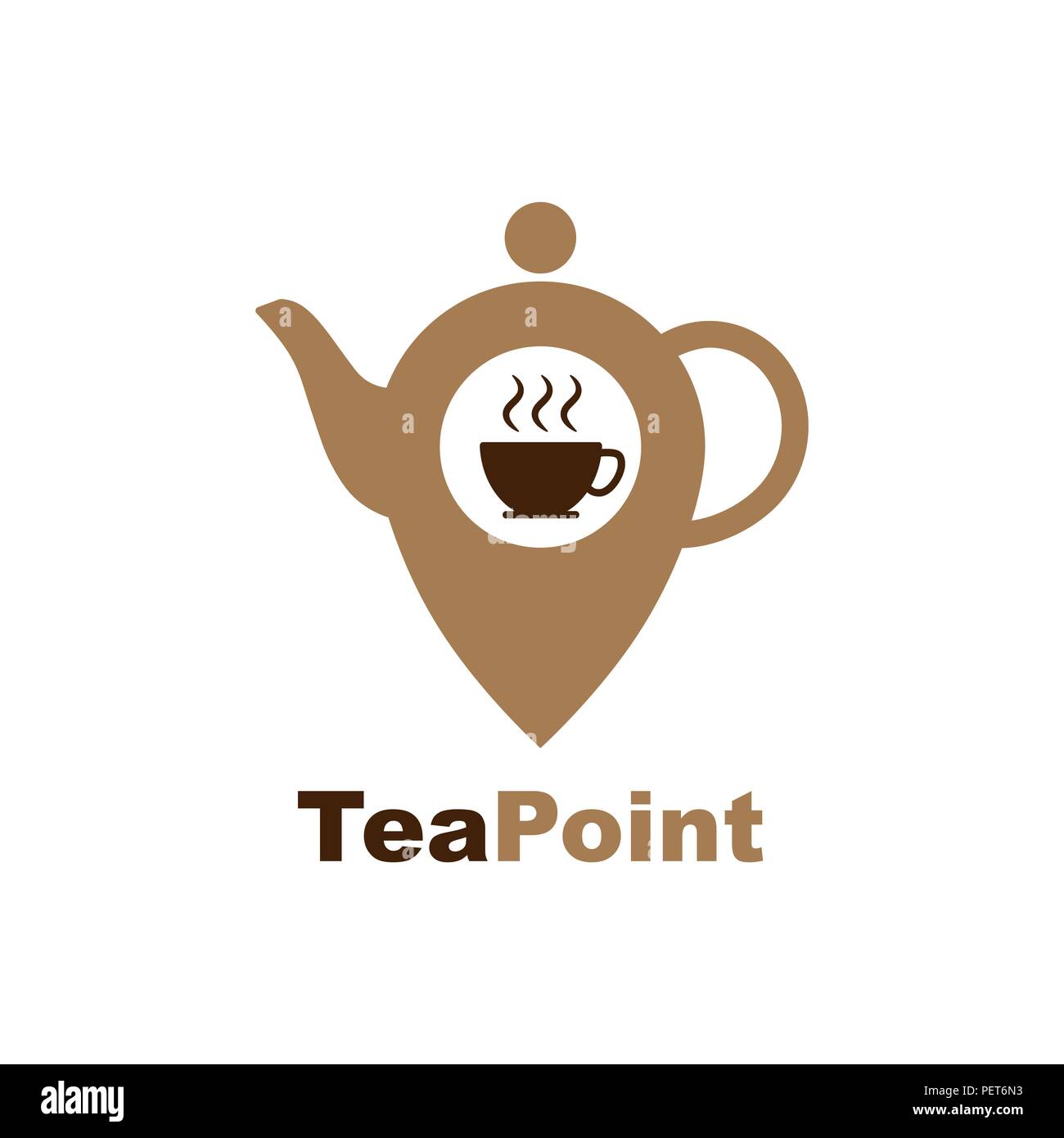 Tea location icon. Map pointer with teacap icon. Pin map symbol in ...