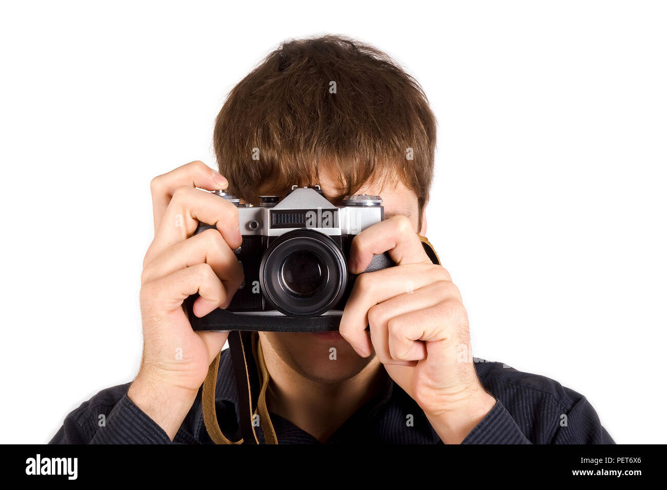 man looking at you through the camera Stock Photo - Alamy