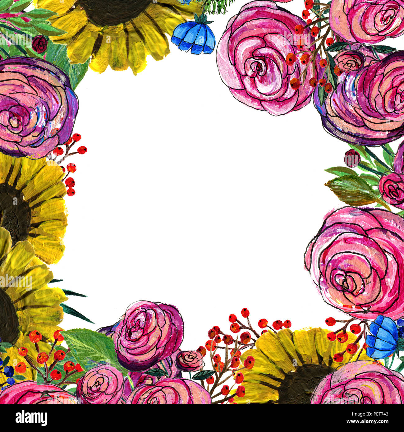 Hand drawn Flower Border Stock Photo - Alamy