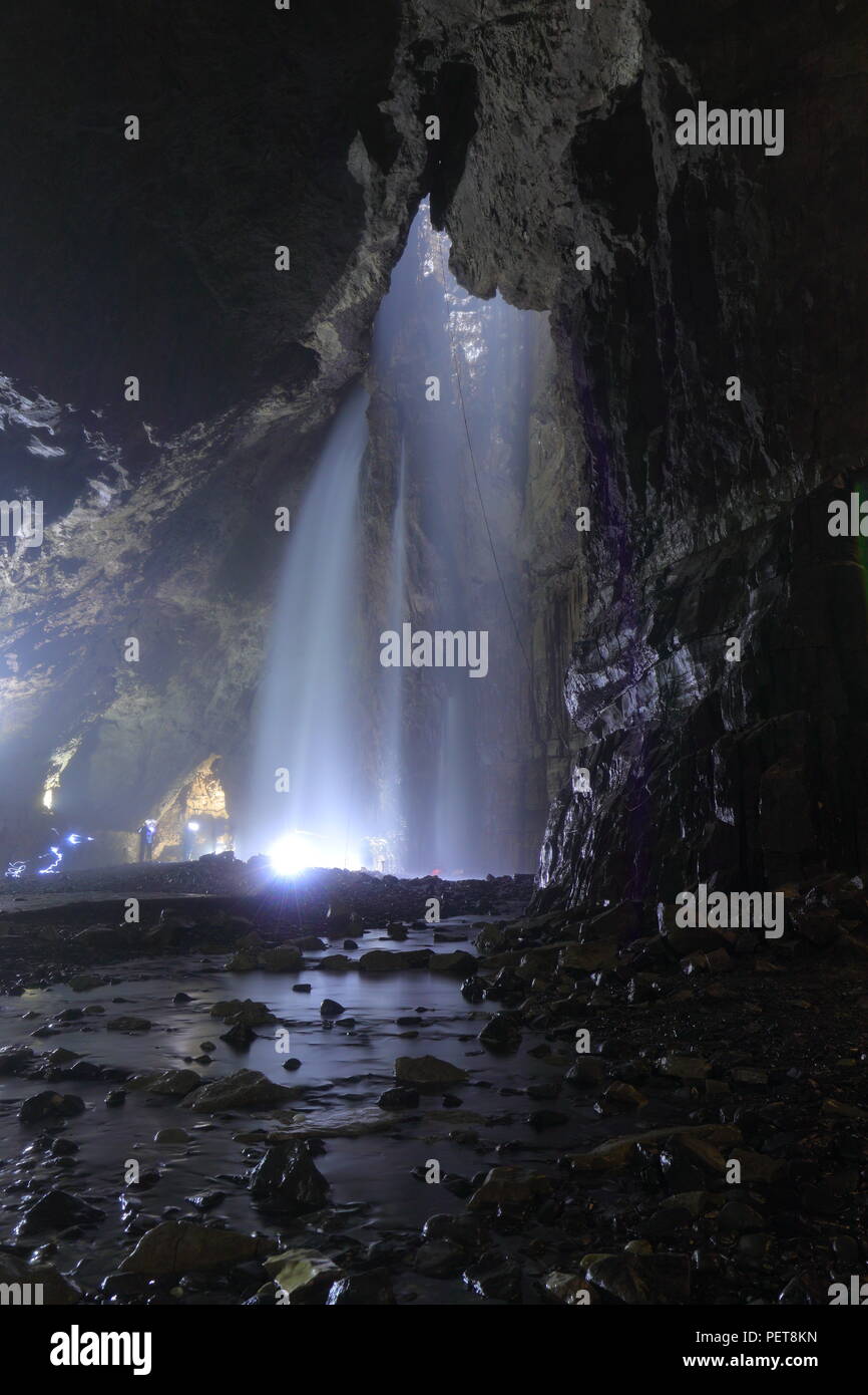 Gaping Gill winch meet in the Yorkshire Dales run by Craven Pothole ...