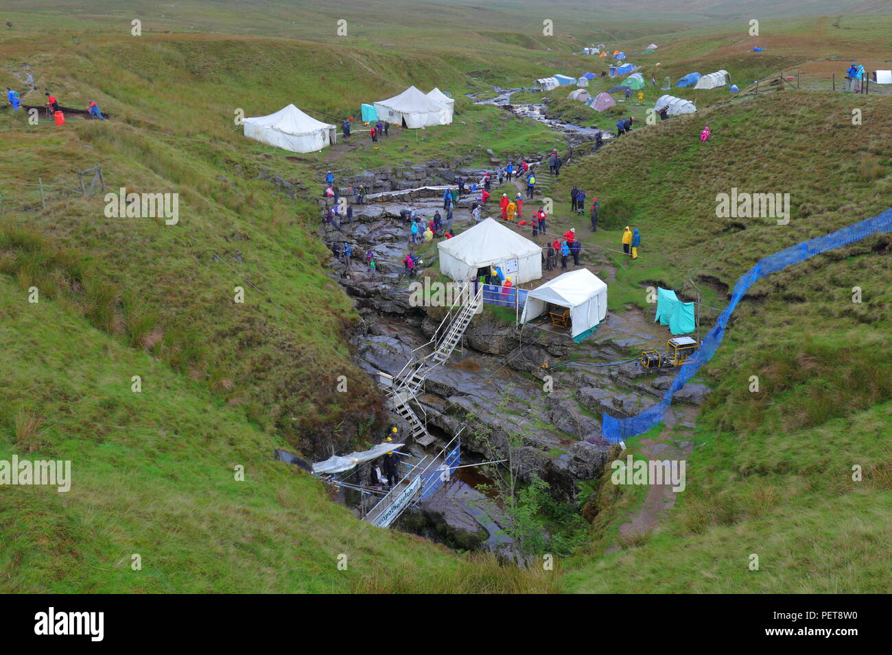 Gaping Gill winch meet in the Yorkshire Dales run by Craven Pothole ...