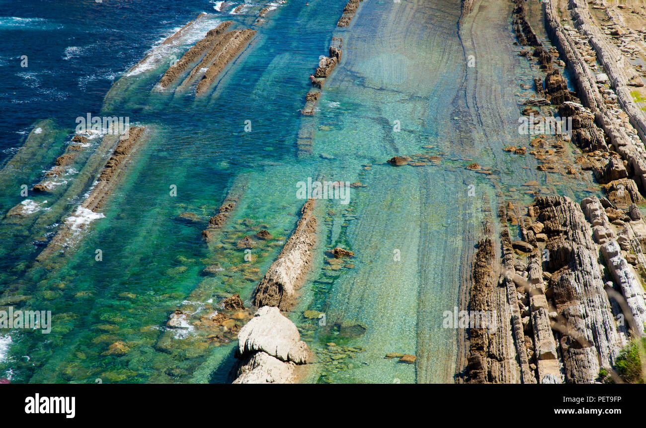 Cantabria, coastal landscape along Costa Quebrada, The Broken Coast ...