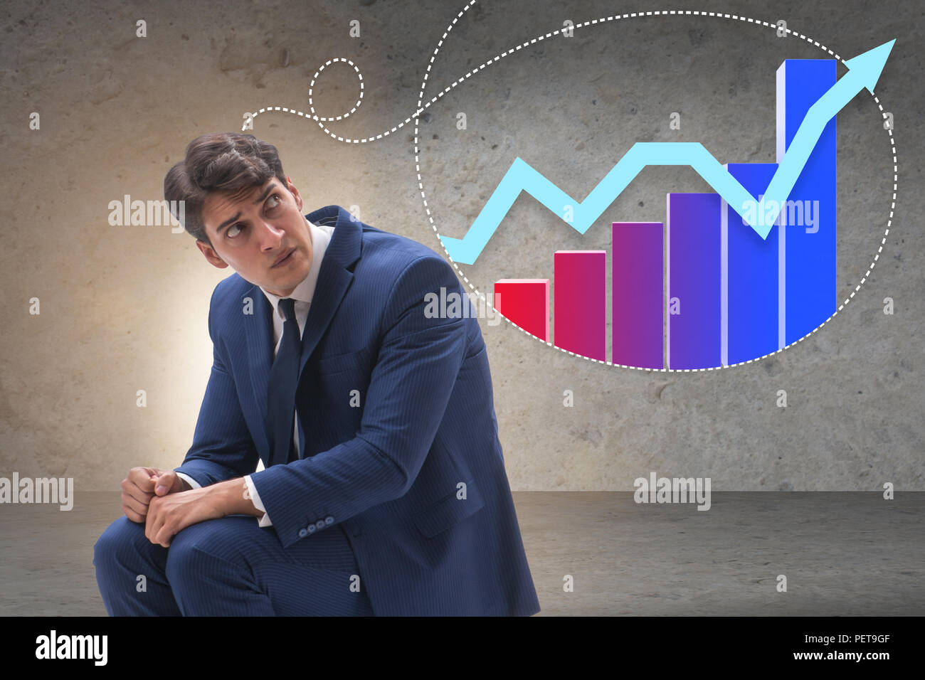 Businessman dreaming of economy and market recovery growth Stock Photo ...