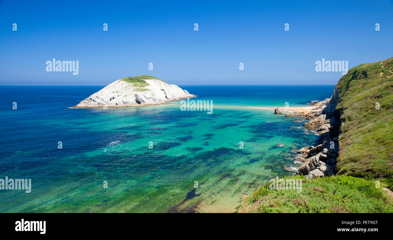 Cantabria, coastal landscape along Costa Quebrada, The Broken Coast ...