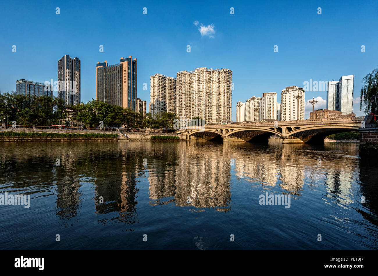 Downtown of Chengdu, Sichuan, China. Chengdu is the largest and the ...