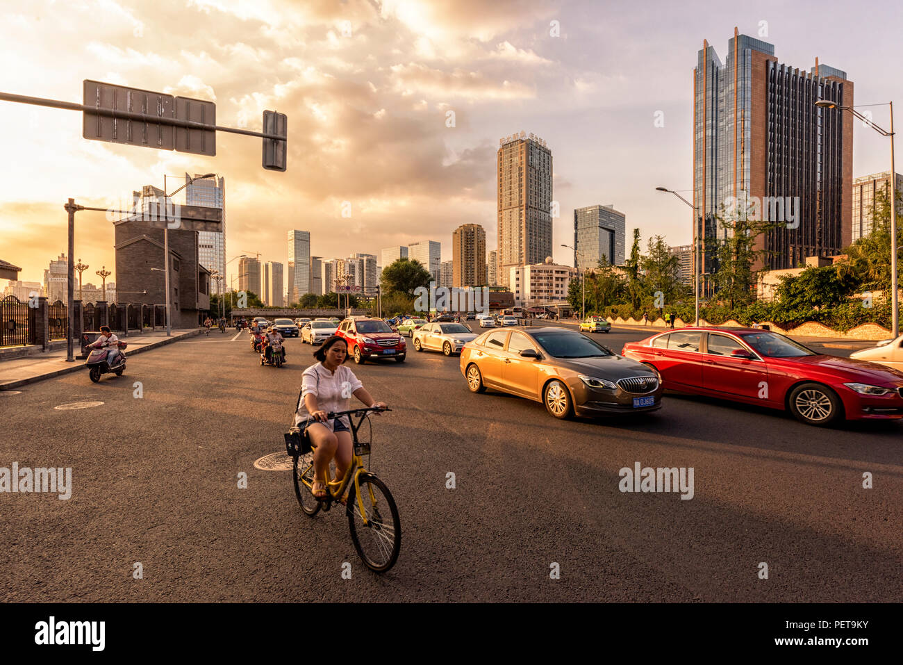 Downtown of Chengdu, Sichuan, China. Chengdu is the largest and the ...