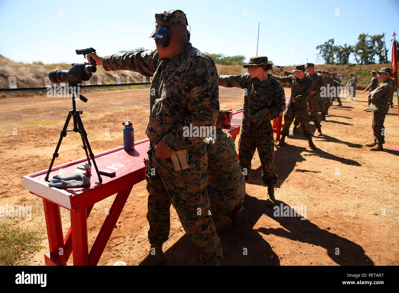 Marines with U.S. Marine Corps Forces, Pacific, shoot downrange during ...