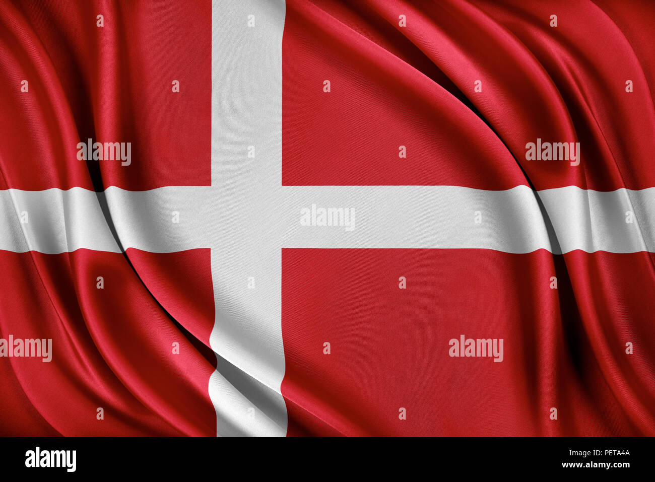 Denmark flag. Flag with a glossy silk texture Stock Photo - Alamy