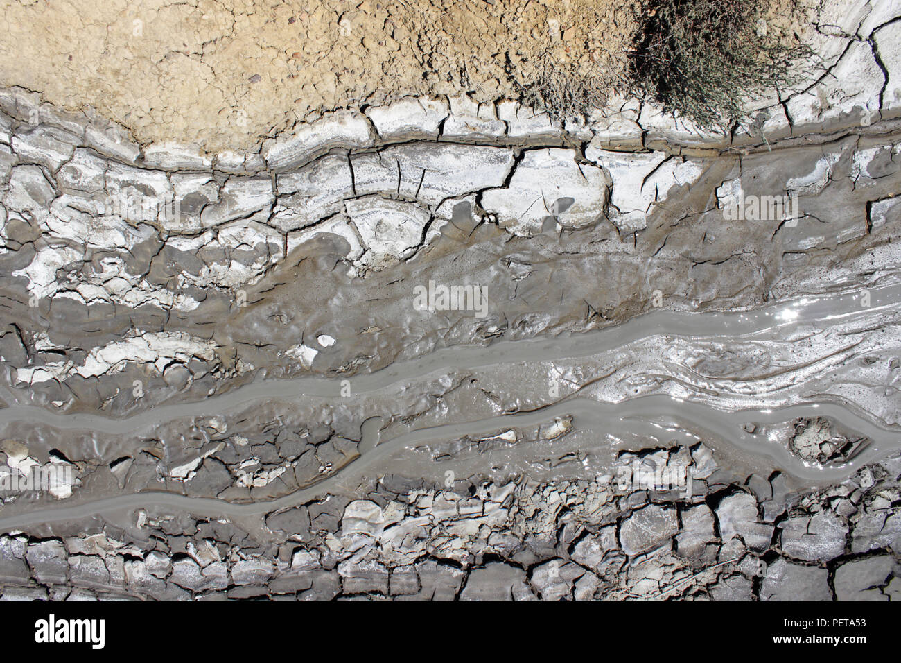 texture of the earth's surface and cracks next to the cold mud volcano ...