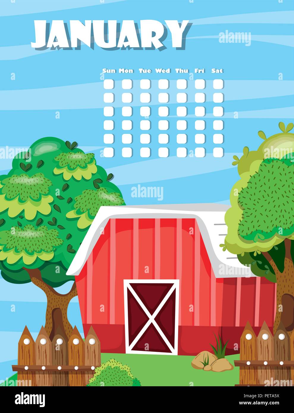 Calendar with farm cartoons Stock Vector Image & Art - Alamy