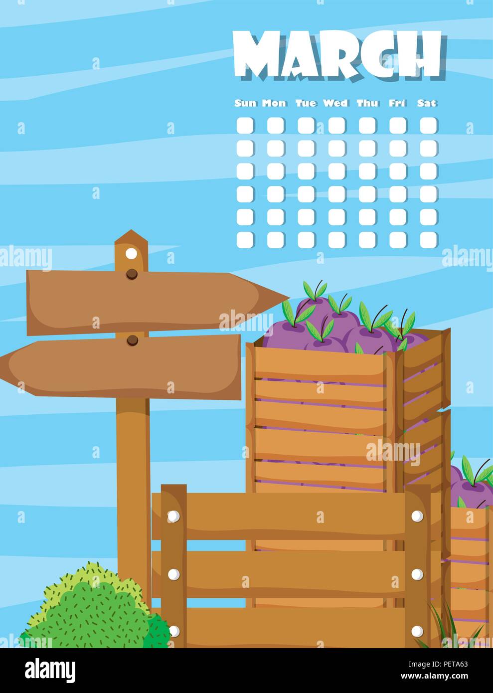 Calendar with farm cartoons Stock Vector Image & Art - Alamy