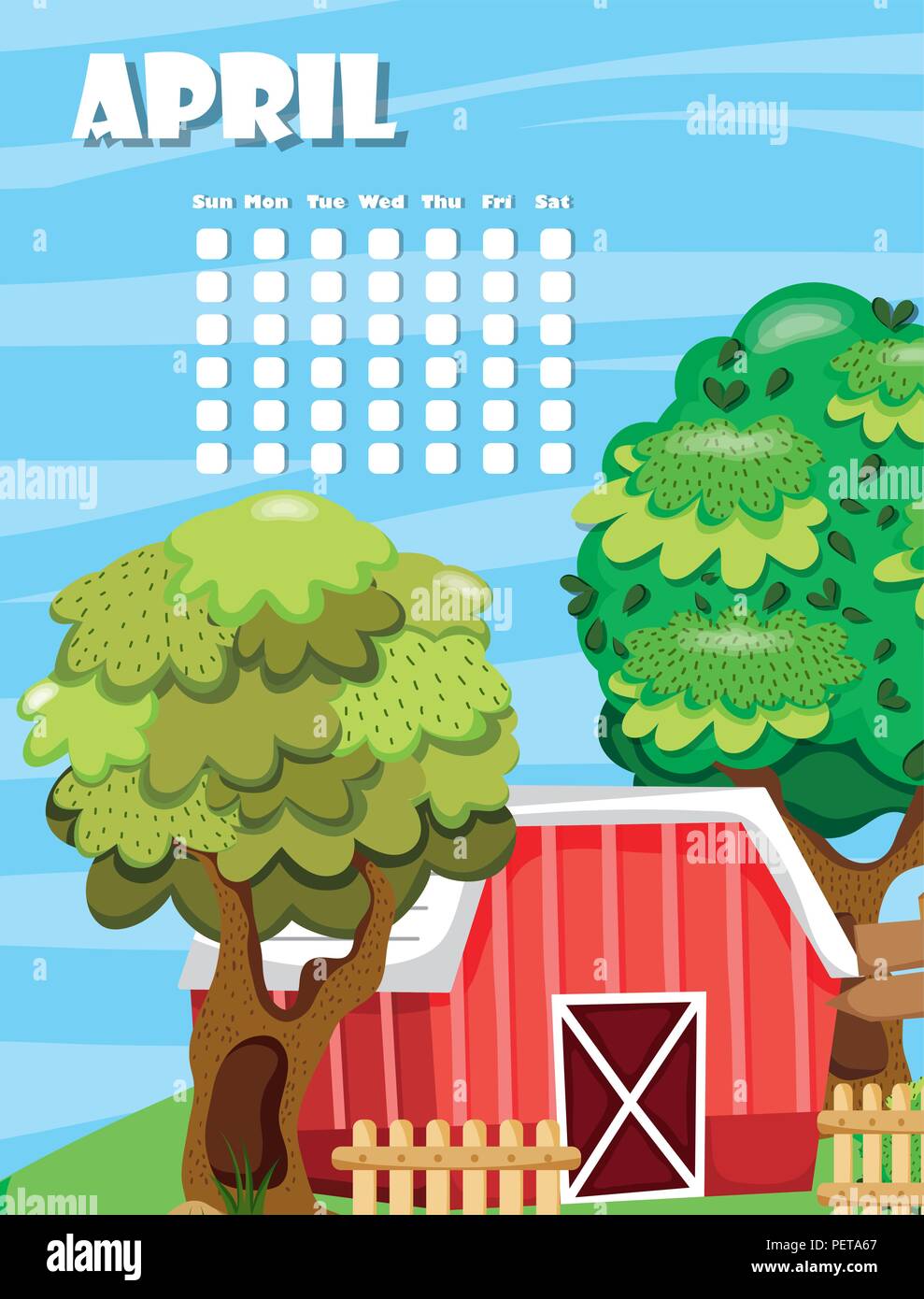 Calendar with farm cartoons Stock Vector Image & Art - Alamy