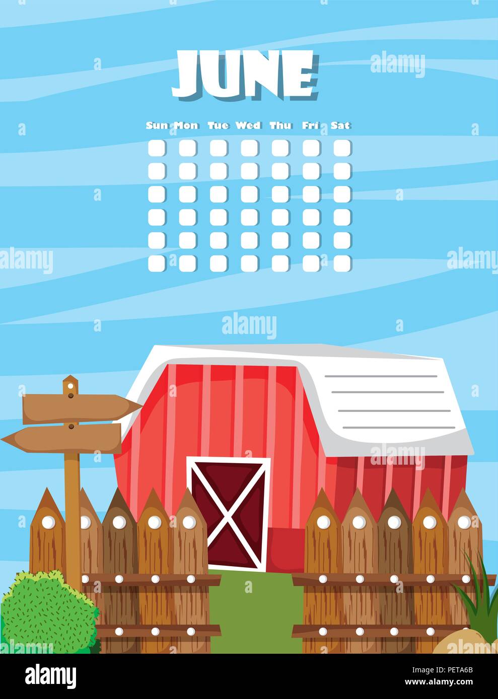 Calendar with farm cartoons Stock Vector Image & Art - Alamy