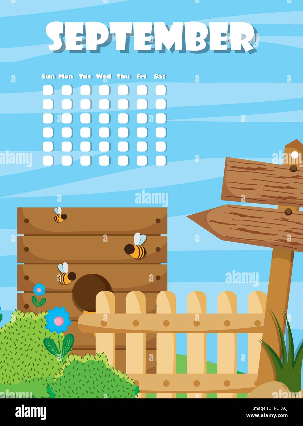 Calendar with farm cartoons Stock Vector Image & Art - Alamy