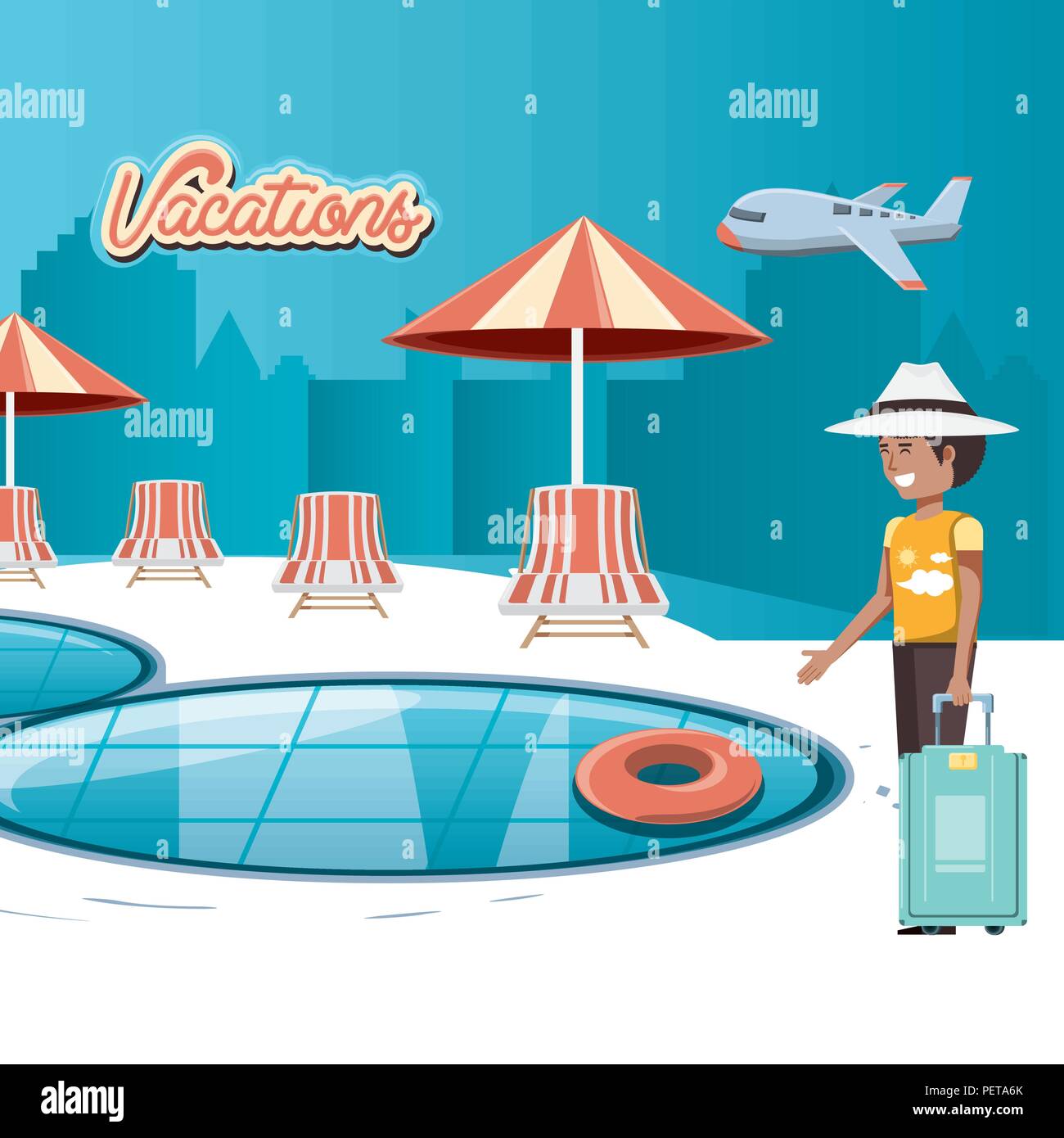 man in the pool scene vector illustration design Stock Vector Image ...