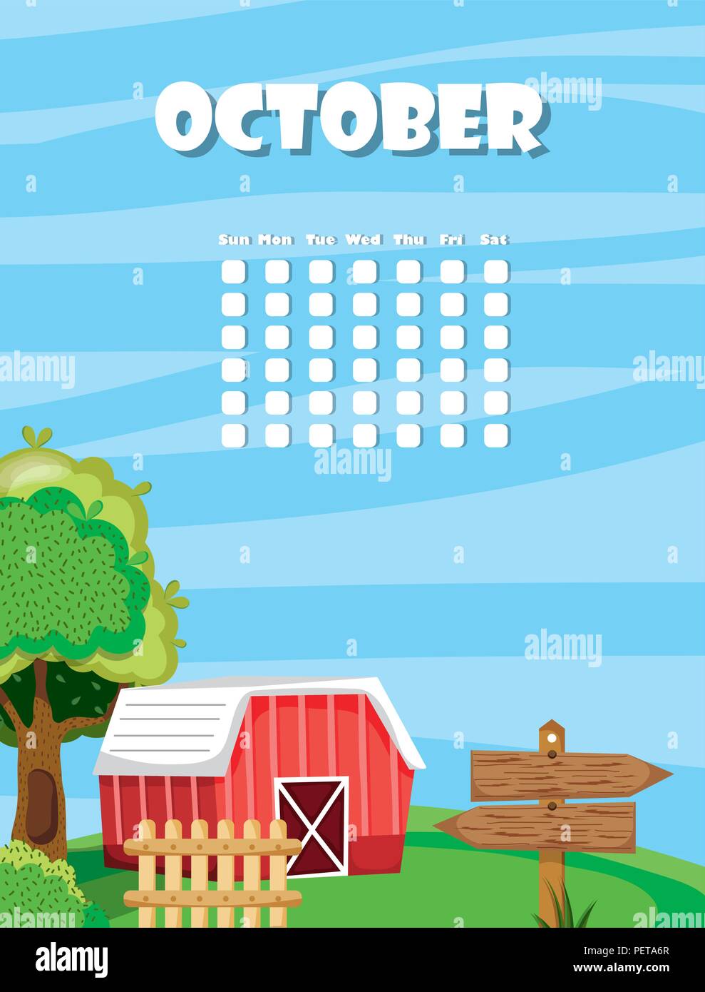 Calendar with farm cartoons Stock Vector Image & Art - Alamy