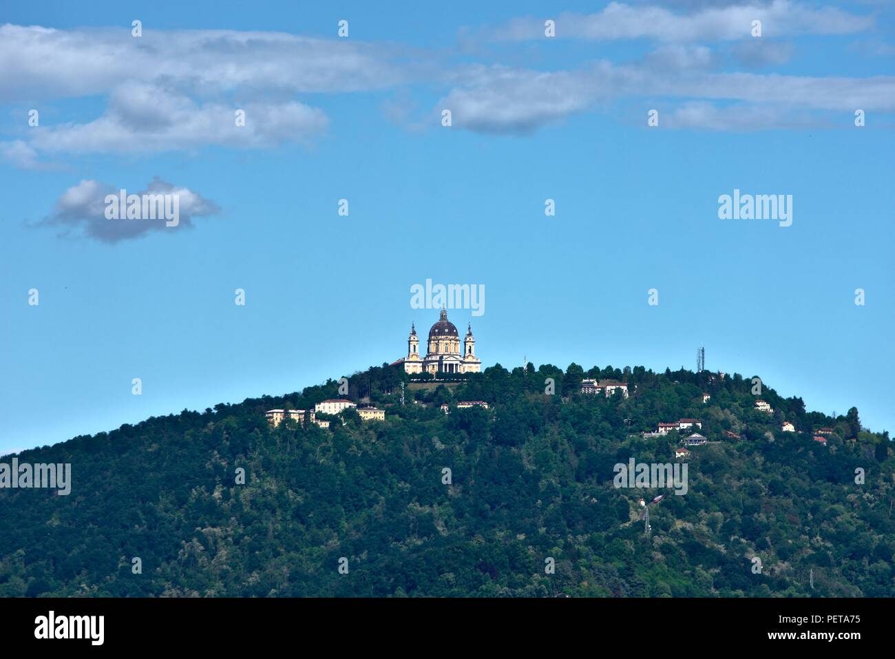 Basilica of Superga on a hill view from a tower in Turin Stock Photo ...