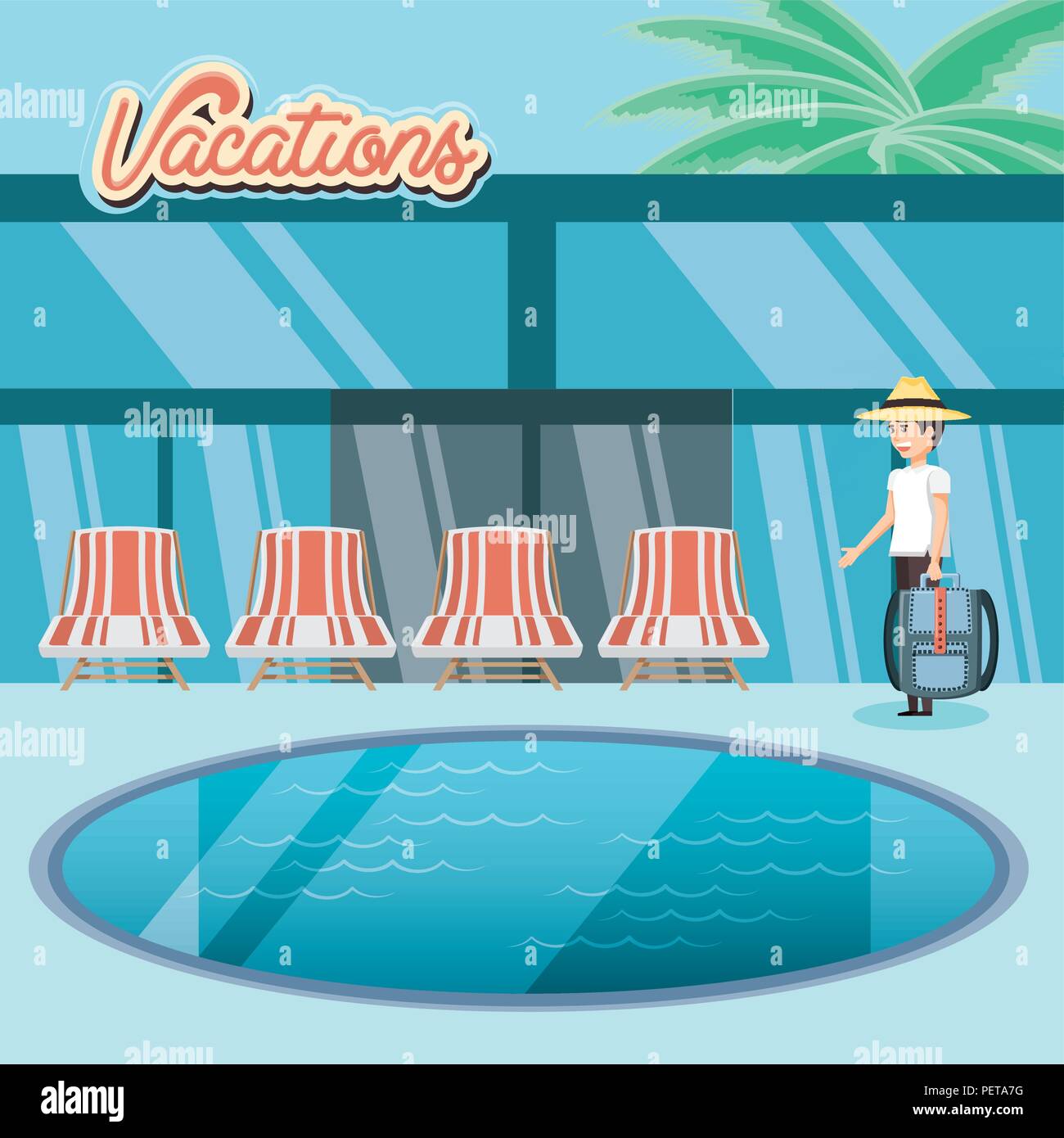 Man pool palm beach hotel Stock Vector Images - Alamy