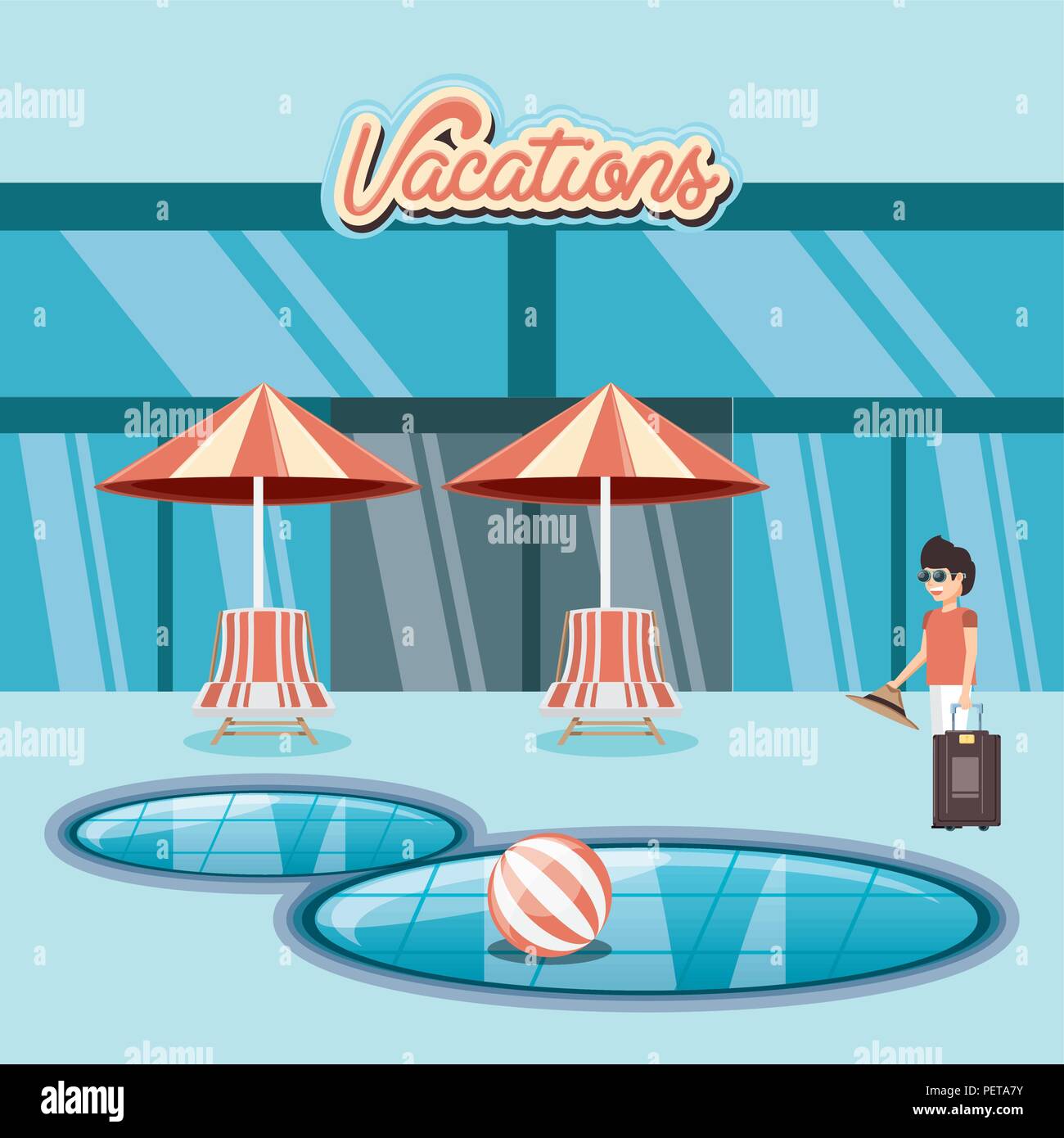 man in the pool scene vector illustration design Stock Vector Image ...