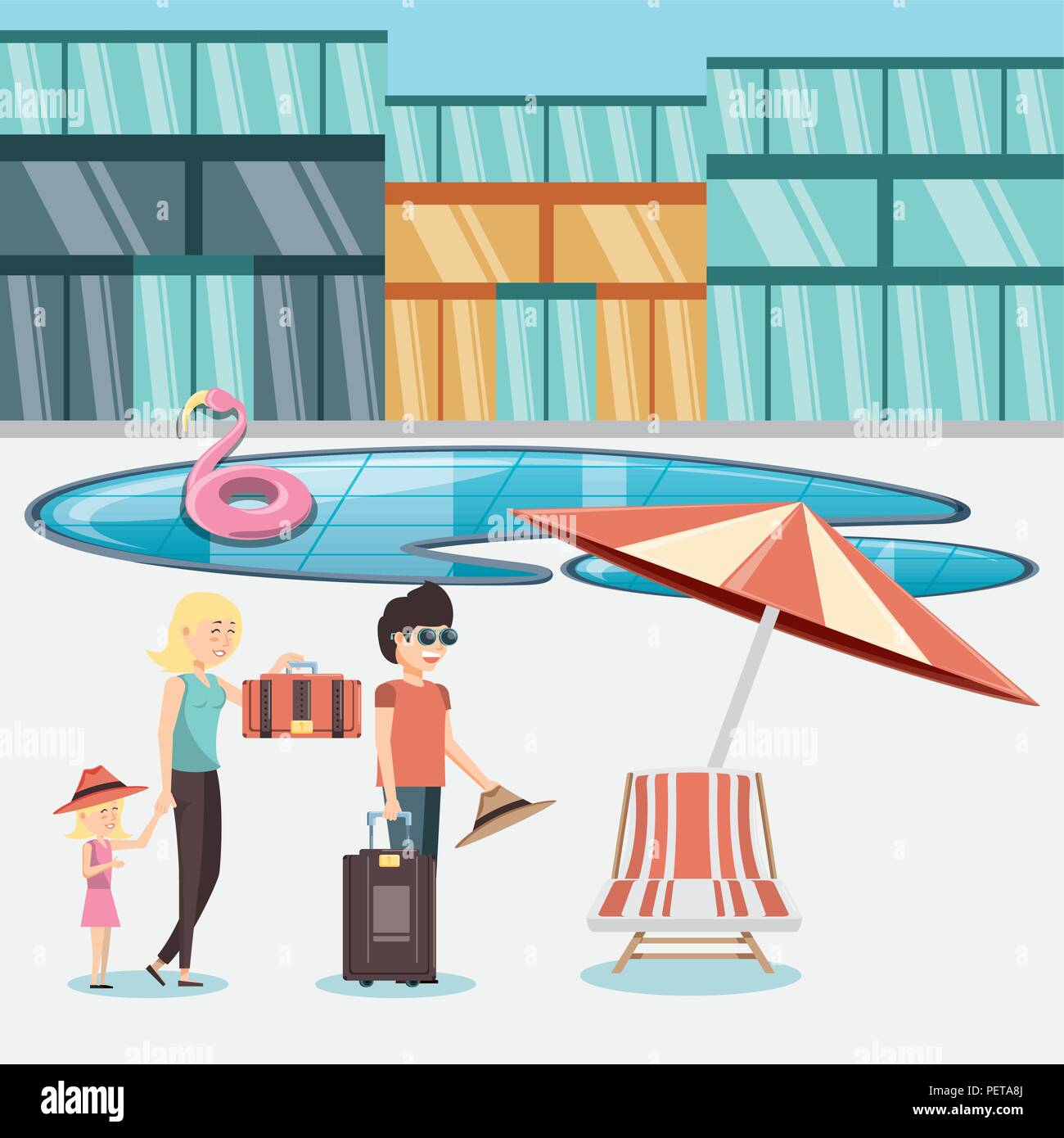 family vacations in pool vector illustration design Stock Vector Image ...