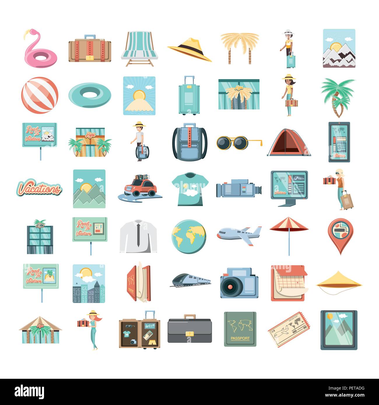 holidays vacations set icons icon vector ilustration Stock Vector Image ...