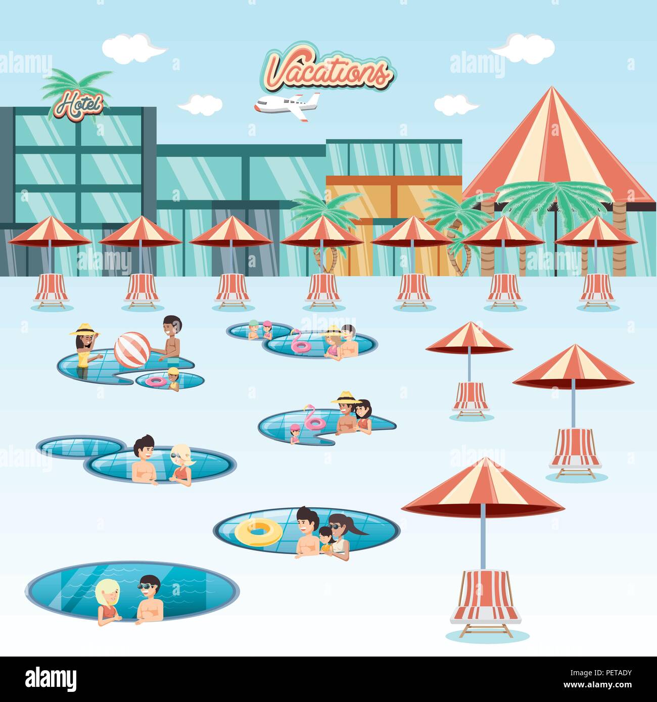 family vacations in pool vector illustration design Stock Vector Image ...