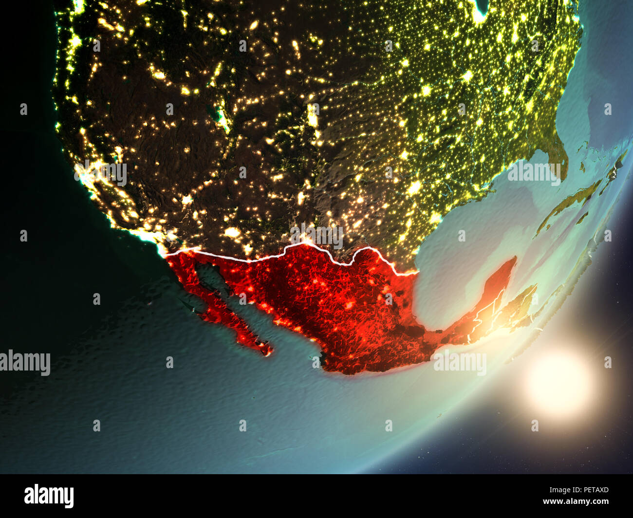 Mexico from space with highly detailed surface textures and visible ...
