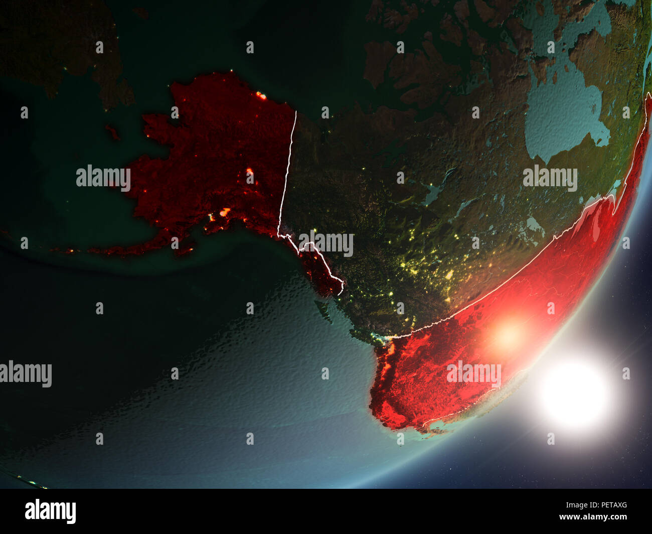 USA from space with highly detailed surface textures and visible ...