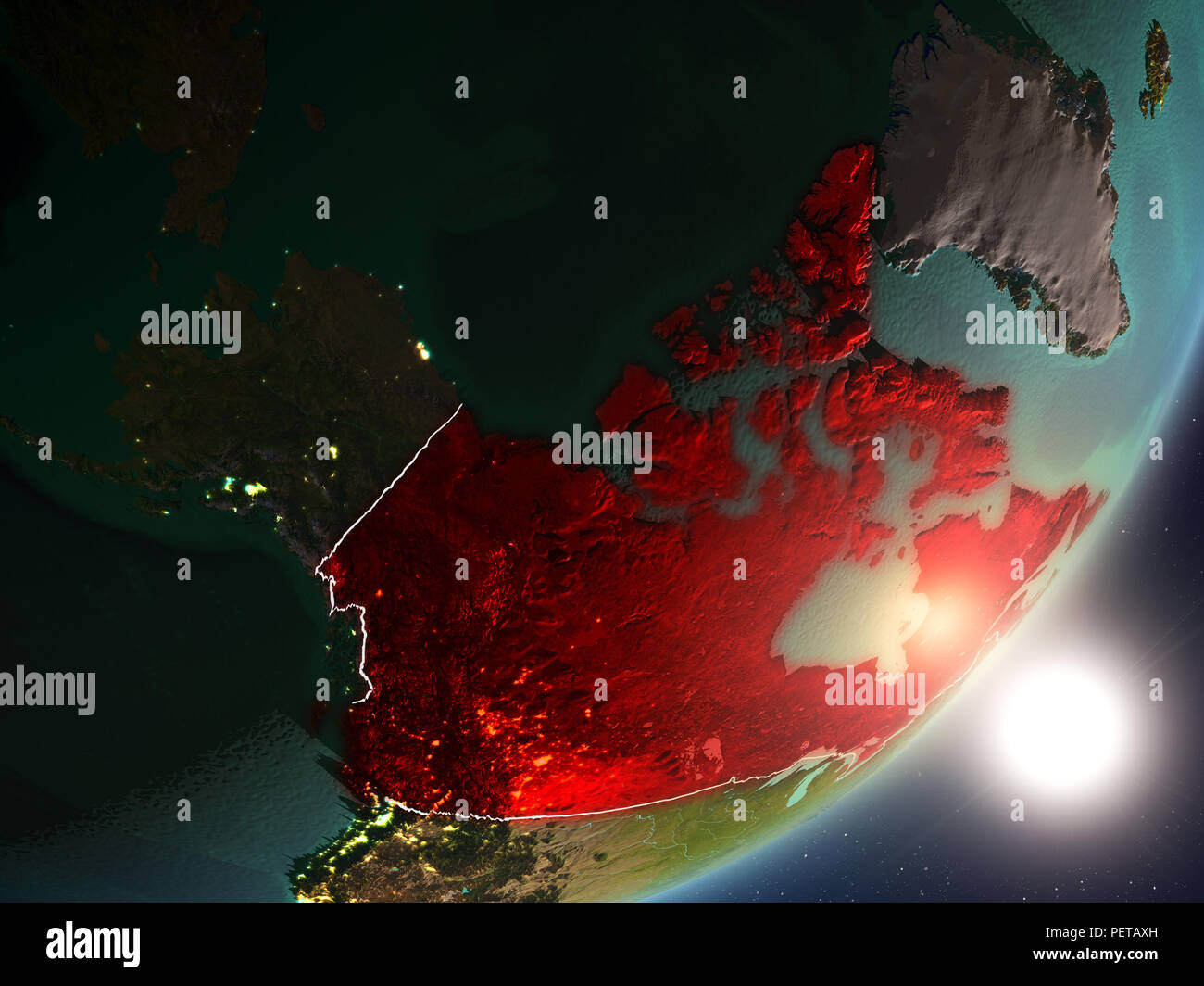 Canada from space with highly detailed surface textures and visible ...