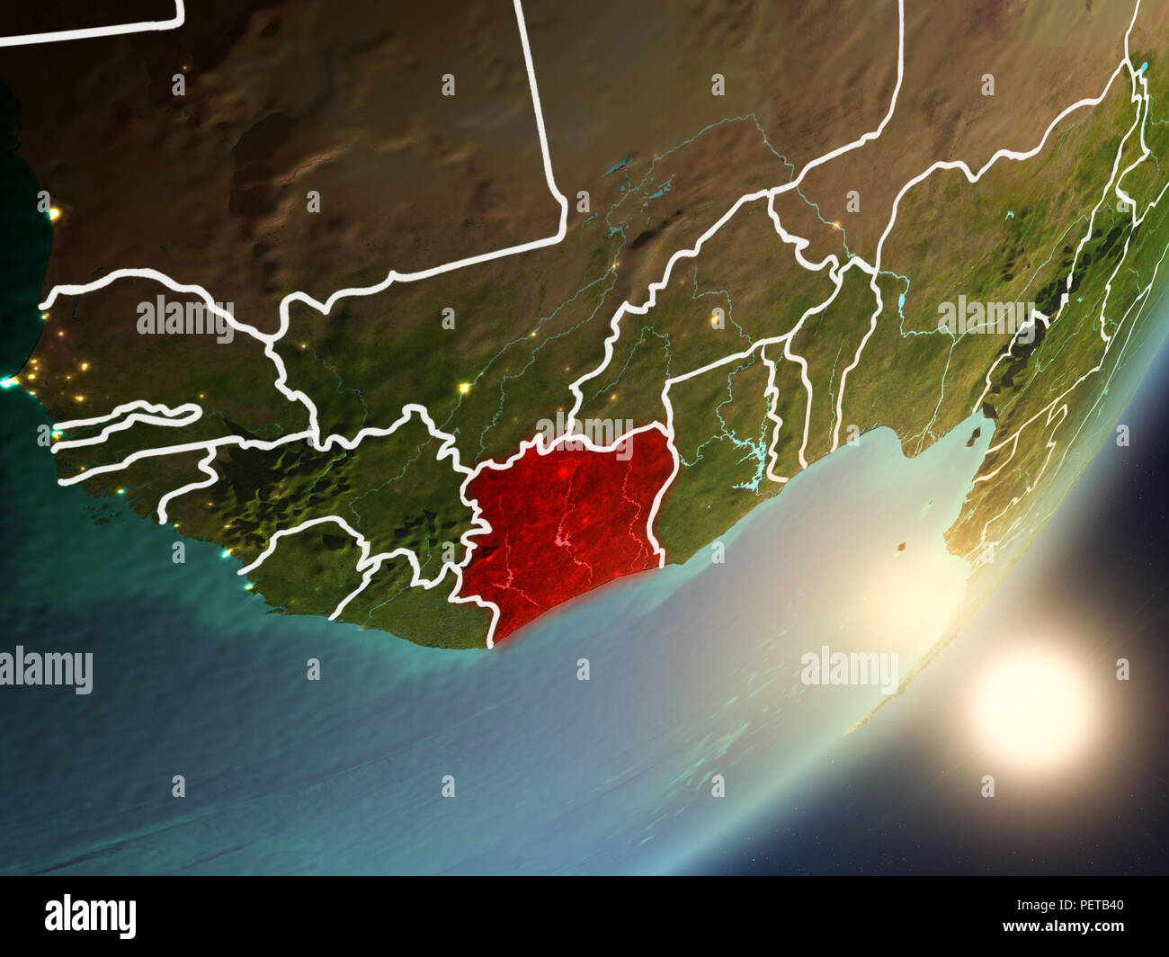 Ivory Coast from space with highly detailed surface textures and ...