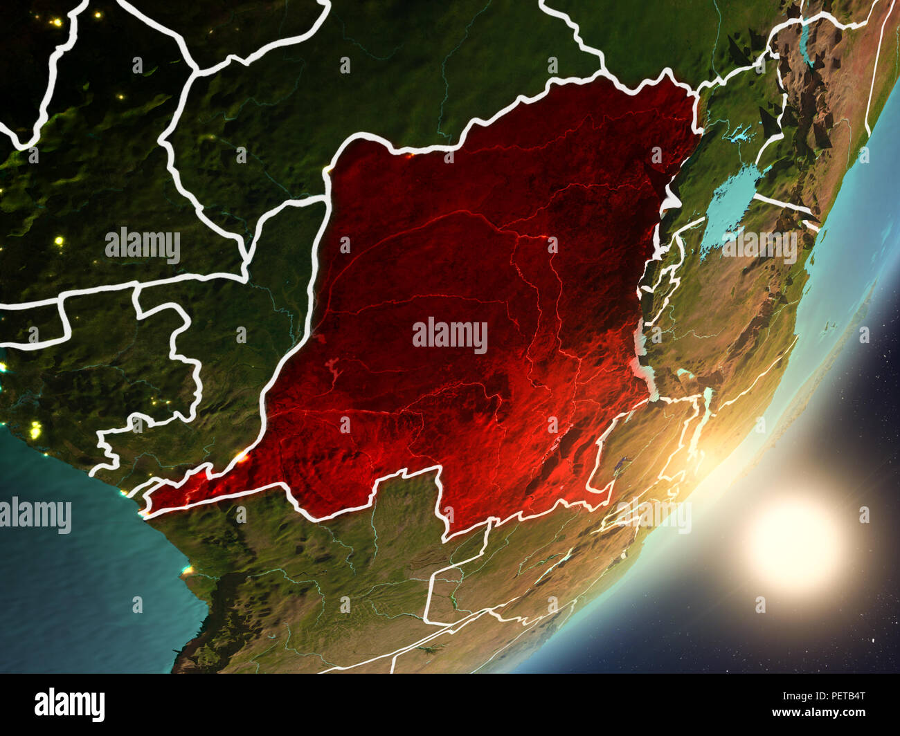 Democratic Republic of Congo from space with highly detailed surface ...