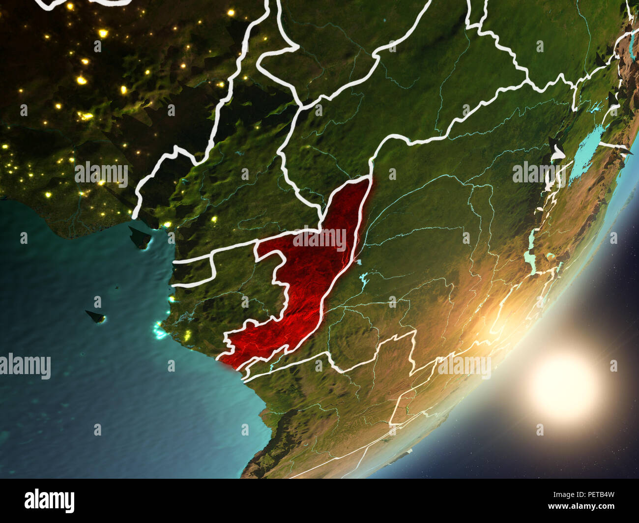 Congo from space with highly detailed surface textures and visible ...