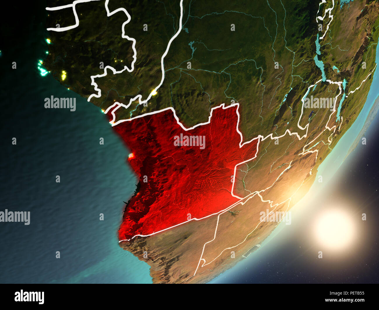 Angola from space with highly detailed surface textures and visible ...